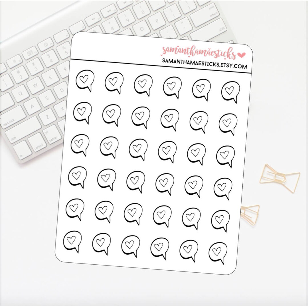 Heart Bubble Notification Doodle Icon for Use With Erin Condren ...