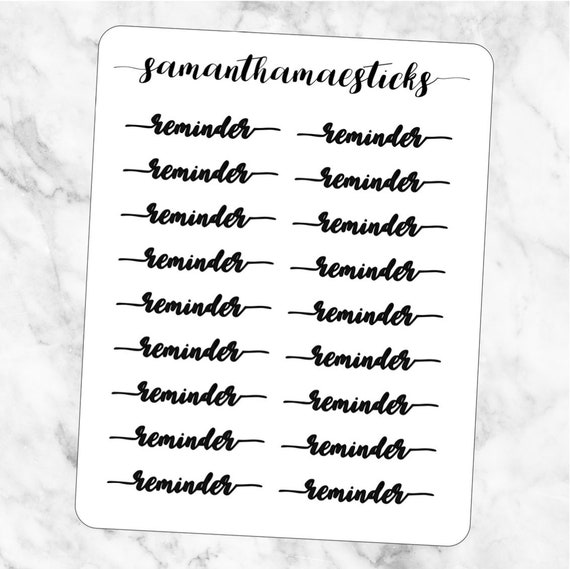 Reminder Script Lettering With Erin Condren Lifeplanner™ Happy | Etsy