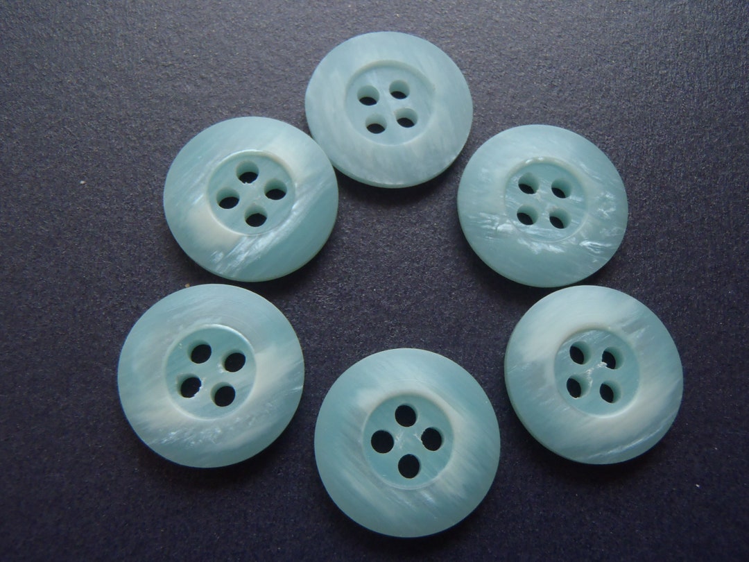 6 Vintage Ice Blue Buttons Bevelled Edge Approx 11/16 Inch 17mm Jewelry ...