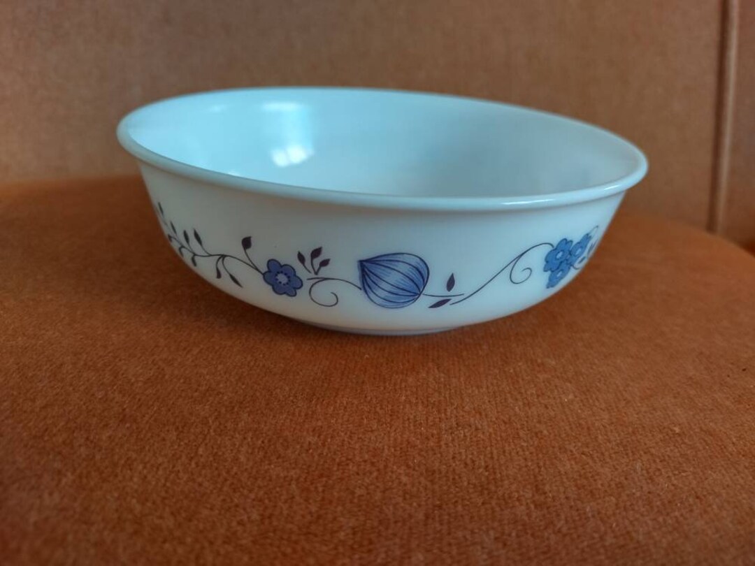 Vintage French Arcopal Blue & White Floral Cereal Soup Fruit Bowl 70s ...