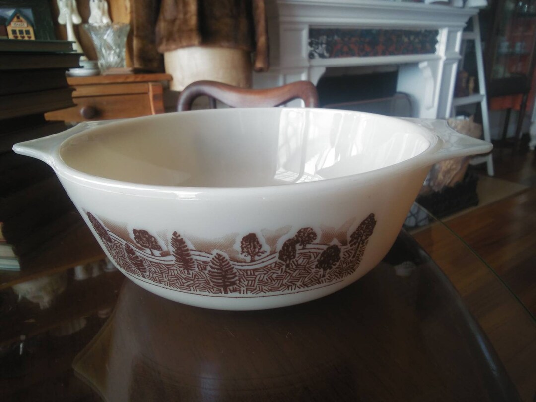 Vintage Pyrex Brown Pine Forest Open Casserole Approx 8x3 Inches 2 ...