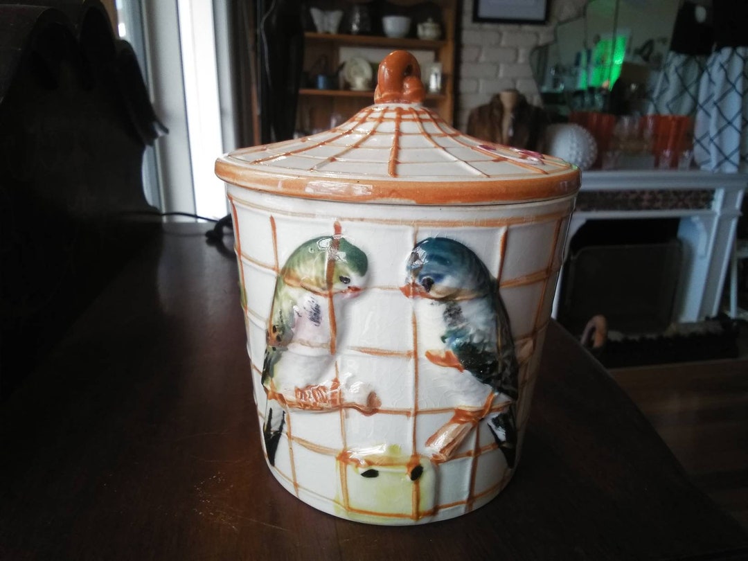 Rare Vintage 1920-30s "cookie Cage" Biscuit Barrel Embossed Birdcage ...