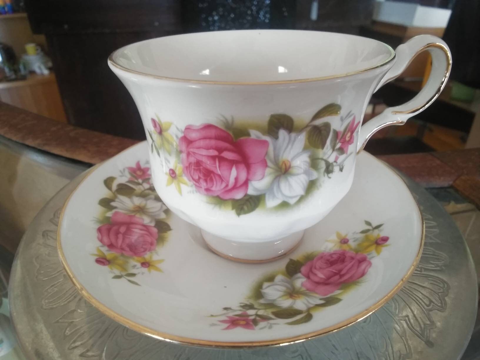 Vintage Queen Anne Tea Cup and Saucer Pretty Pink Roses Posy - Etsy
