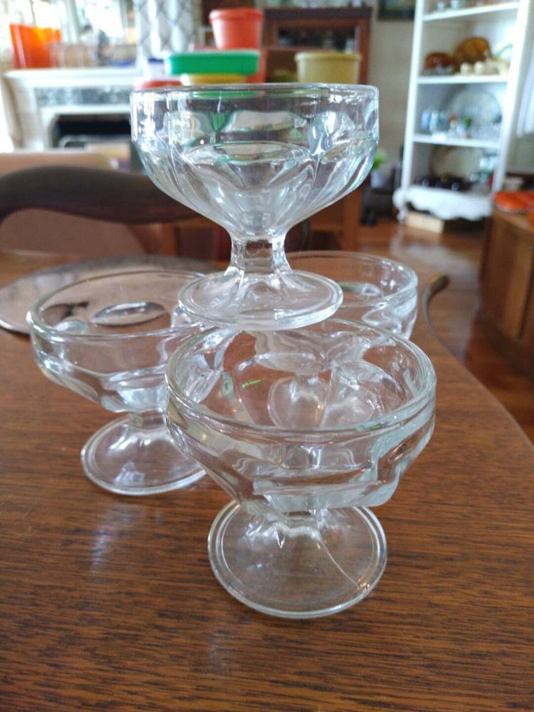 Set of 4 Retro Ice Cream Sundae Dishes Vintage 50-60s Pressed Glass ...