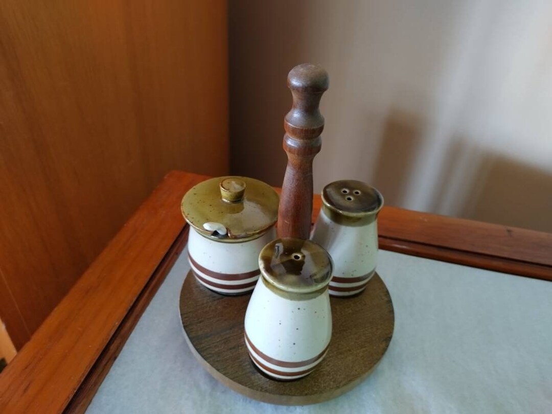 Vintage Retro 60s Ceramic Cruet Set Incl Salt & Pepper and Mustard Pot ...