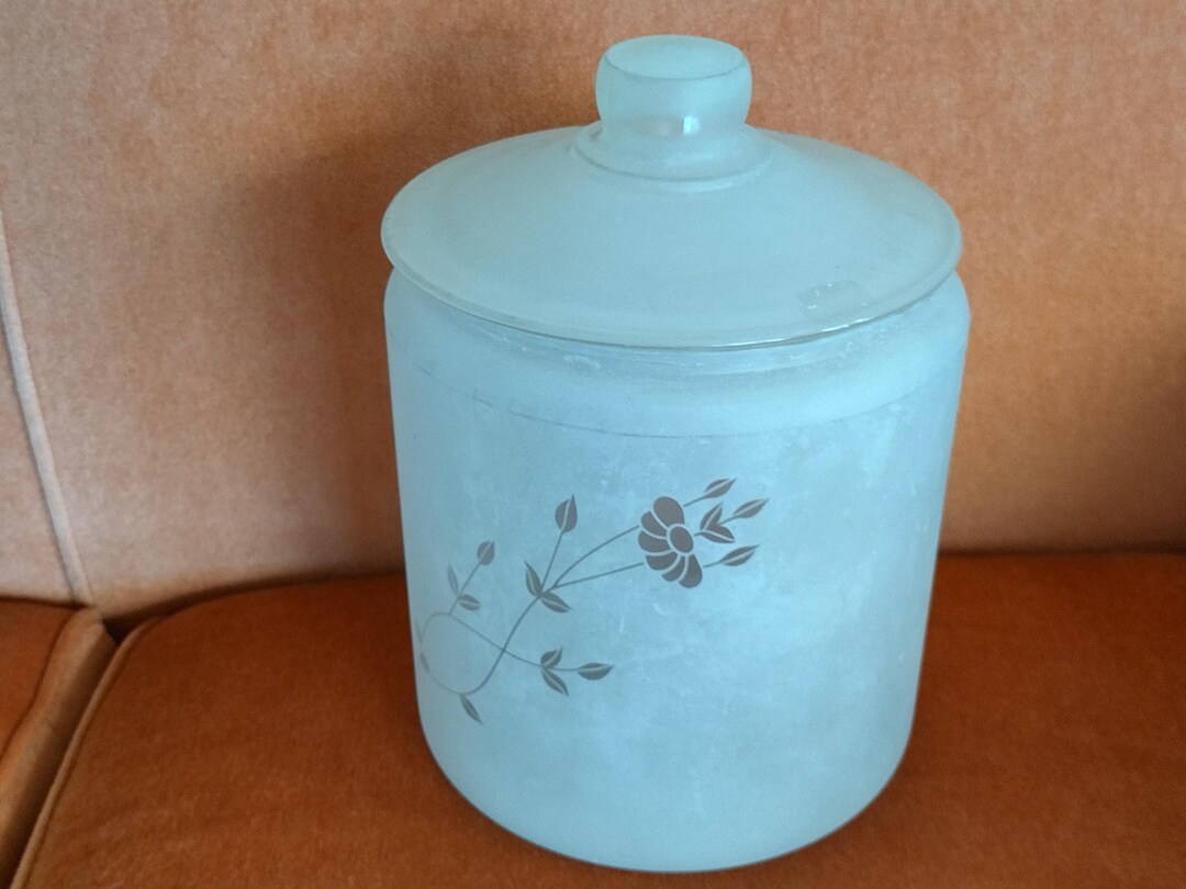 XL Vintage Princess House Biscuit Barrel or Cookie Jar Frosted Floral ...