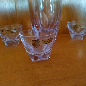 Vintage 1970s Decanter Set Tall Hand Cut Hoya Crystal Amethyst Color ...