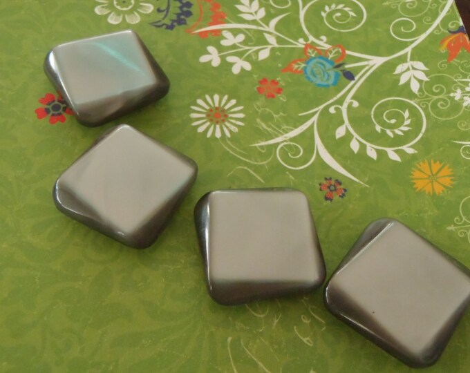 4 Vintage 70s Mod Large Silvery Gray Buttons Chunky Geometric Plastic ...