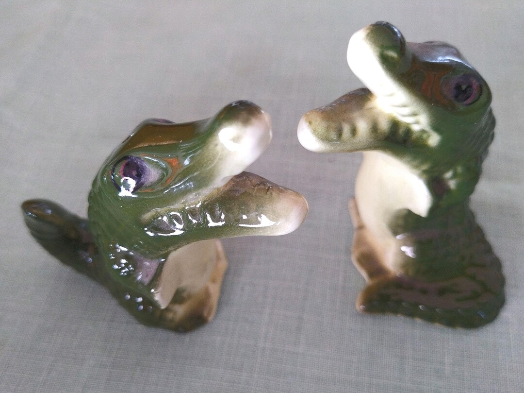 Green Alligator Salt and Pepper Shaker Set Kirsch 1960-80s Approx 3 1/2 ...