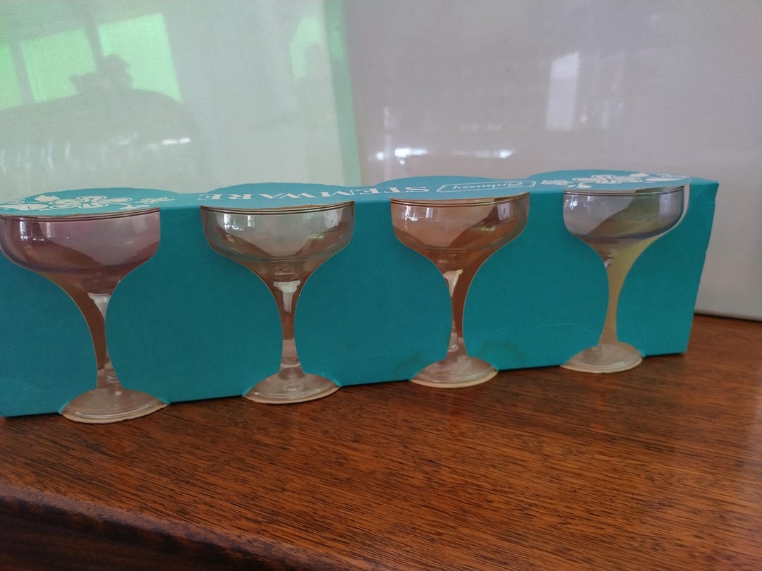 Embassy Boxed Set 1960s Lustre Champagne Stemware Glasses Harlequin ...