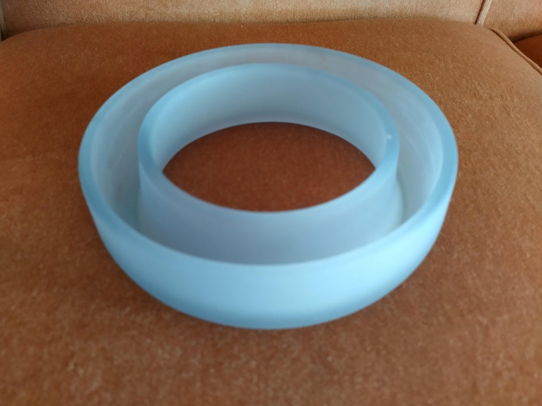 Frosted Blue Depression Glass Trough Vase Vintage Round Approx 6 X 1 1/ ...
