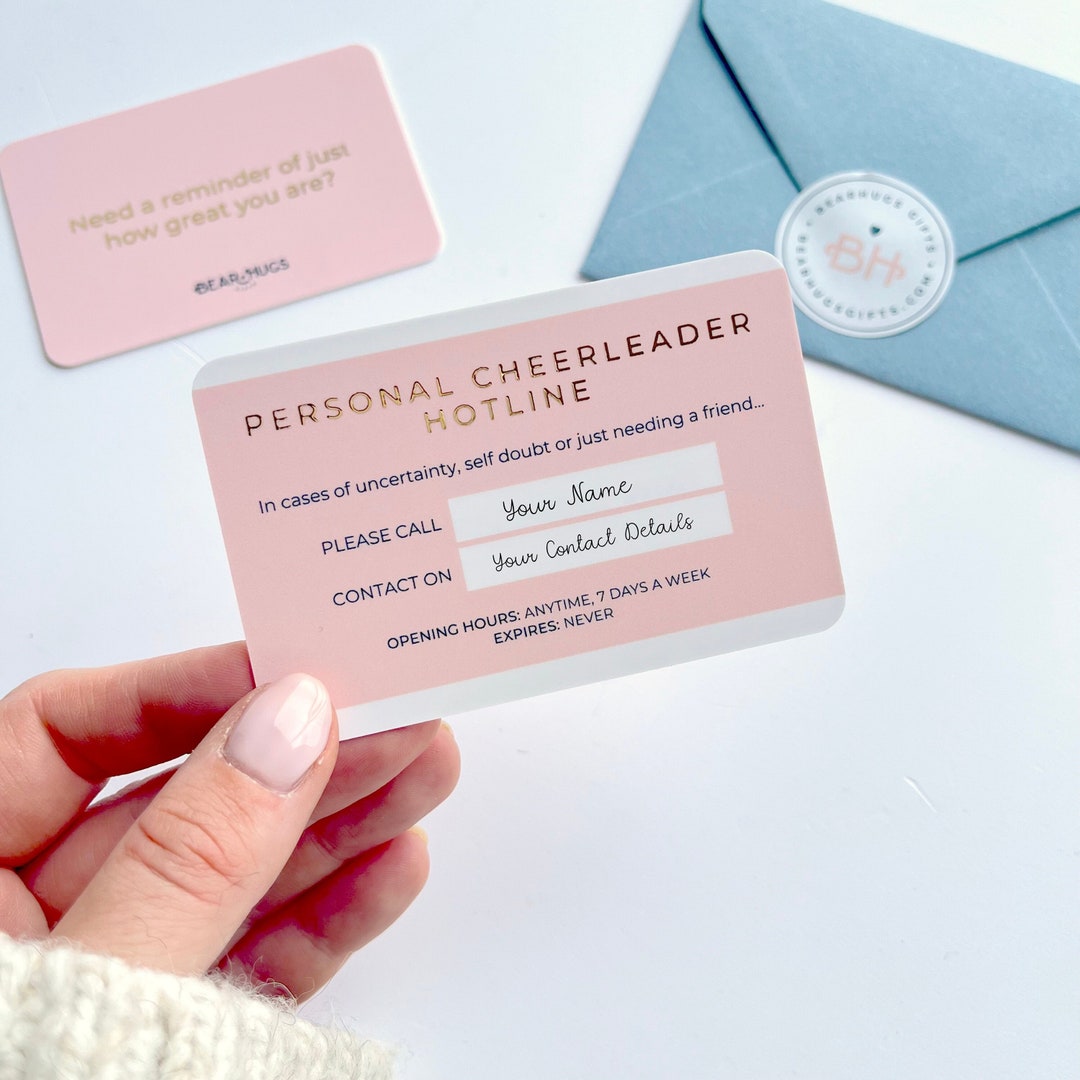 Personal Cheerleader Hotline Card // Encouraging Friendship Gift ...