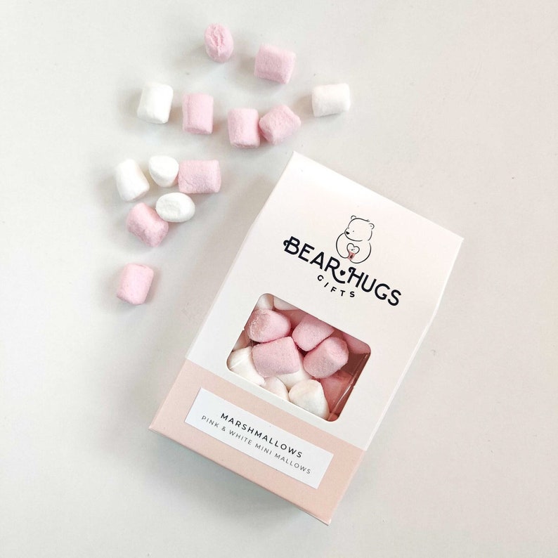 Pink and White Mini Marshmallows Gift Box // Hot Chocolate Topper - Etsy