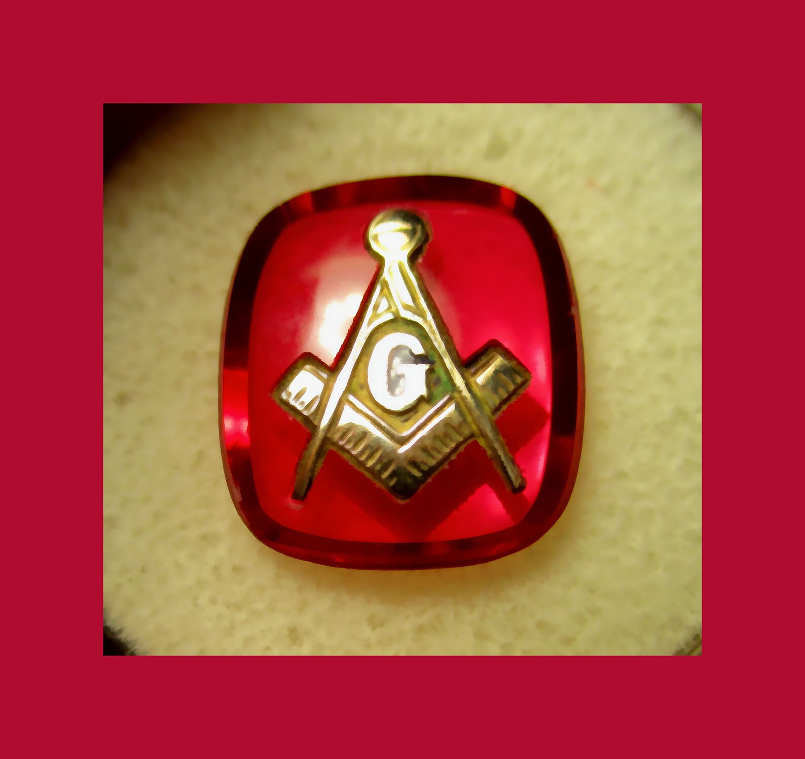 VINTAGE MASONIC EMBLEM Ring Stone 14 Karat Yellow Gold Red - Etsy