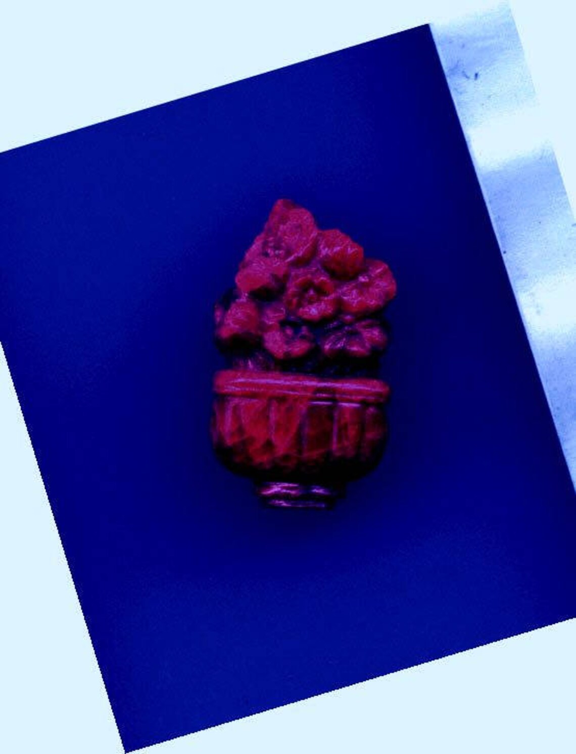 Cranberry Sapphire – Antique Carved Roses in A Vase – 25.5x15mm Artwork ...