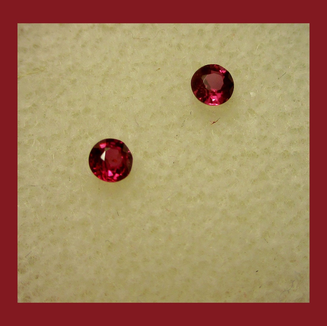 Pair of THAI RED RUBIES 2.75 Mm Facetted Rounds Natural Material ...