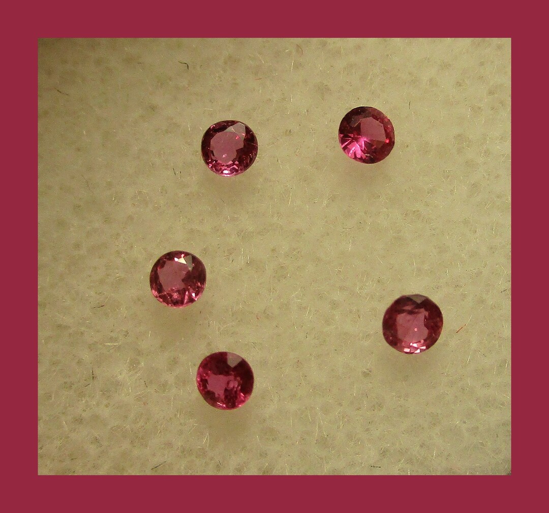 5 THAI RED RUBIES Parcel of 2 Mm Facetted Rounds Natural Material ...