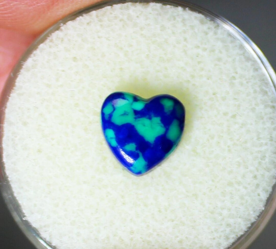 TURQUOISE AZURITE CABOCHON – 8 Mm Heart Shape – Arizona Material – Made ...
