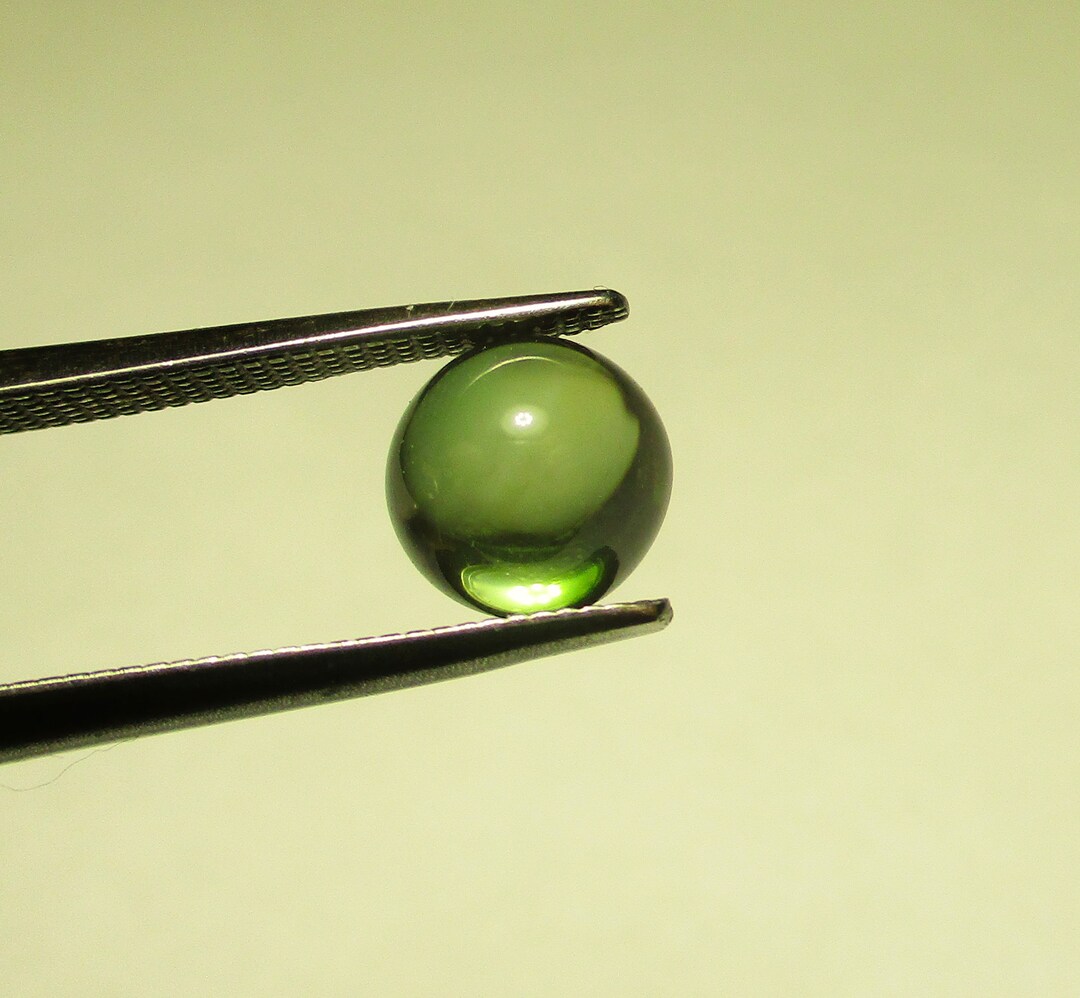 MAINE GREEN TOURMALINE - Mount Mica Maine – 6.7 X 6.4 Mm Roval Cabochon ...