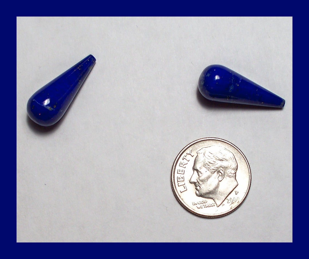 A Pair of LAPIS LAZULI DROPS – 20 X 8 Millimeters – German Cut ...
