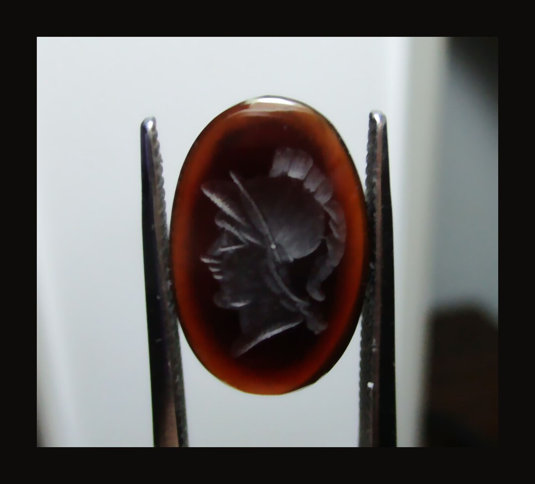 VICTORIAN SARD INTAGLIO – 15 X 10 Mm Oval – Greek/roman/spartan Soldier ...