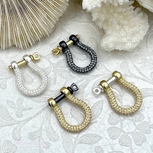 Pave U Shape Clasp, Two Tone U Lock Marine Shackle BRASS, Horseshoe ...