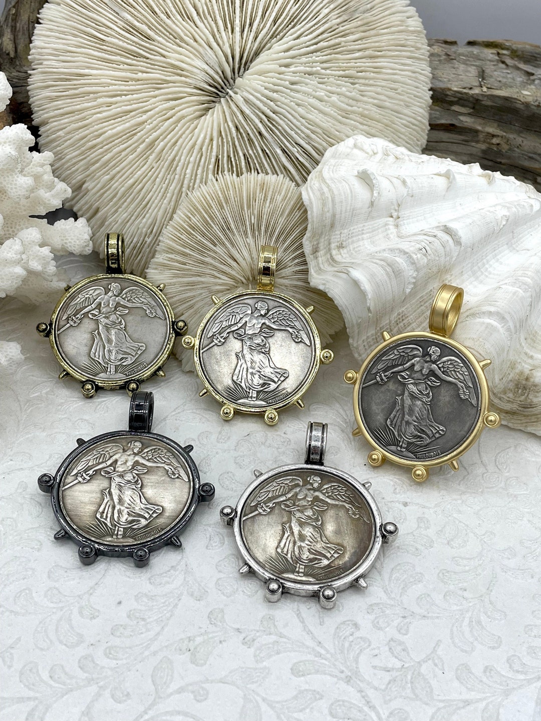 Reproduction French Commemorative Medal Coin Pendant, Coin Bezel ...