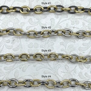 Mixed Link Mixed Metal Textured Cable Chain, Sold by the Foot. 13mm X ...