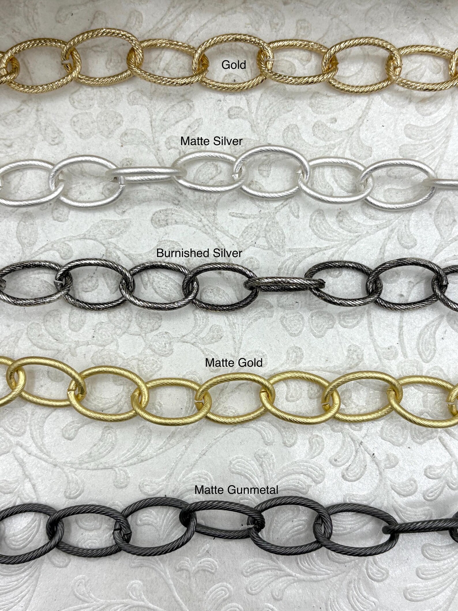 Cable Chain Textured Oval Sold by the Foot. 20mm X 13mm. Wire 2mm ...