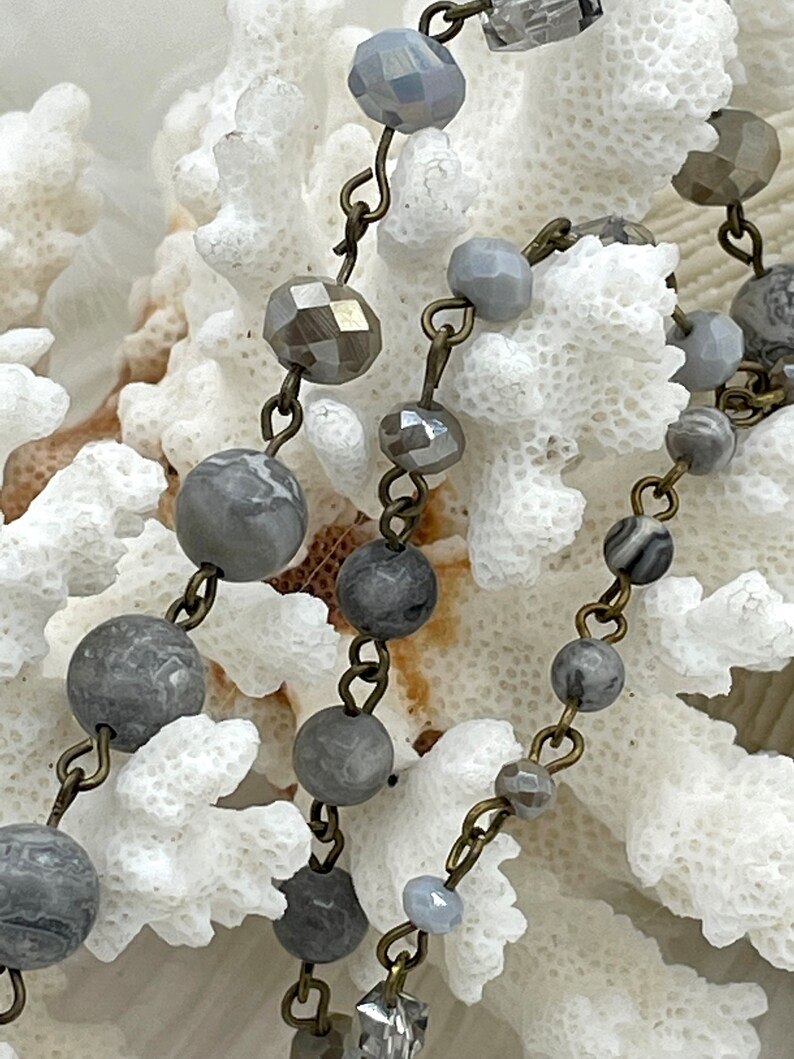 Gemstone Crystal Mix Rosary Picasso Jasper Square and Rondelle Crystal ...