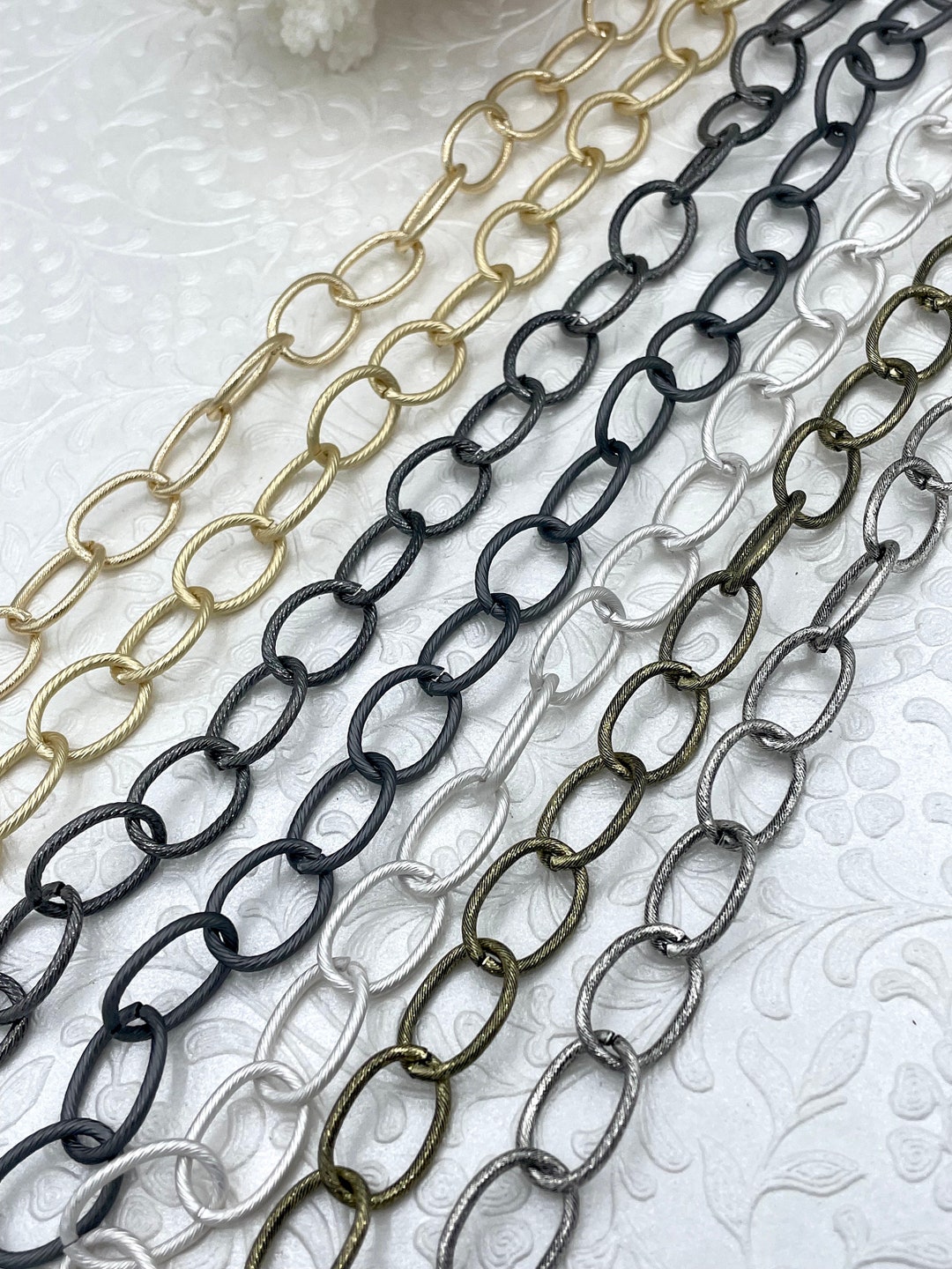Cable Chain Textured Oval Sold by the Foot. 20mm X 13mm. Wire 2mm ...