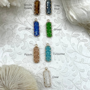 Gold Trimmed Rectangle Crystals, Colorful Rectangle Gold Trimmed Pendants, Gold Trimmed Charms ...