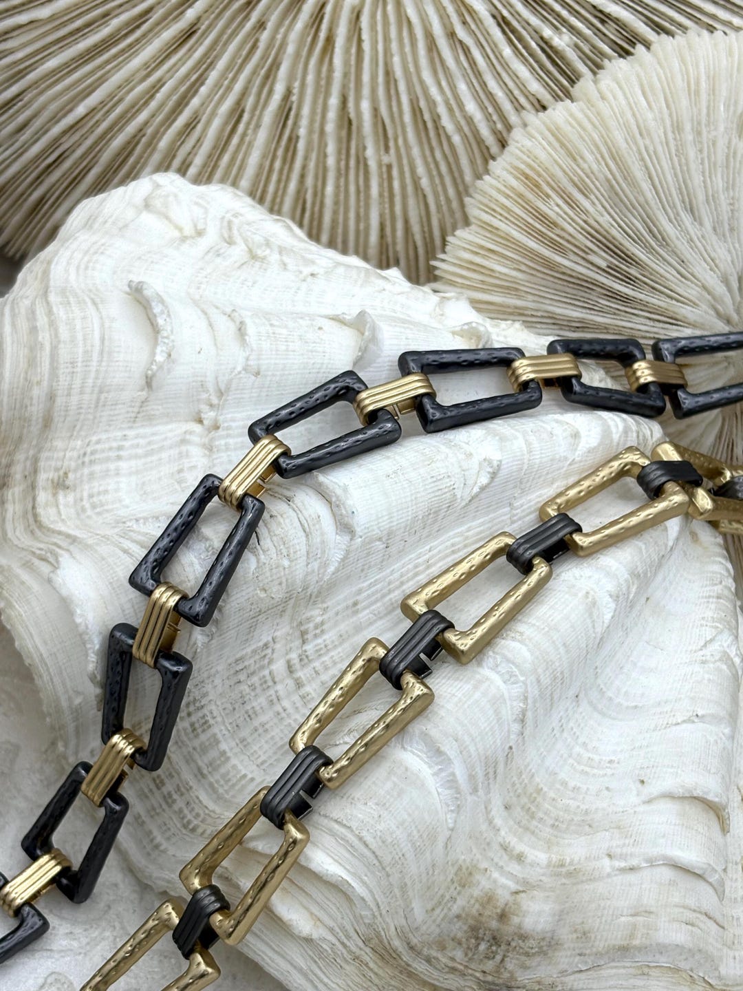 Mixed Metal Textured Cable Chain, by the Foot. Lg Link 16mm X 11mm Sm ...