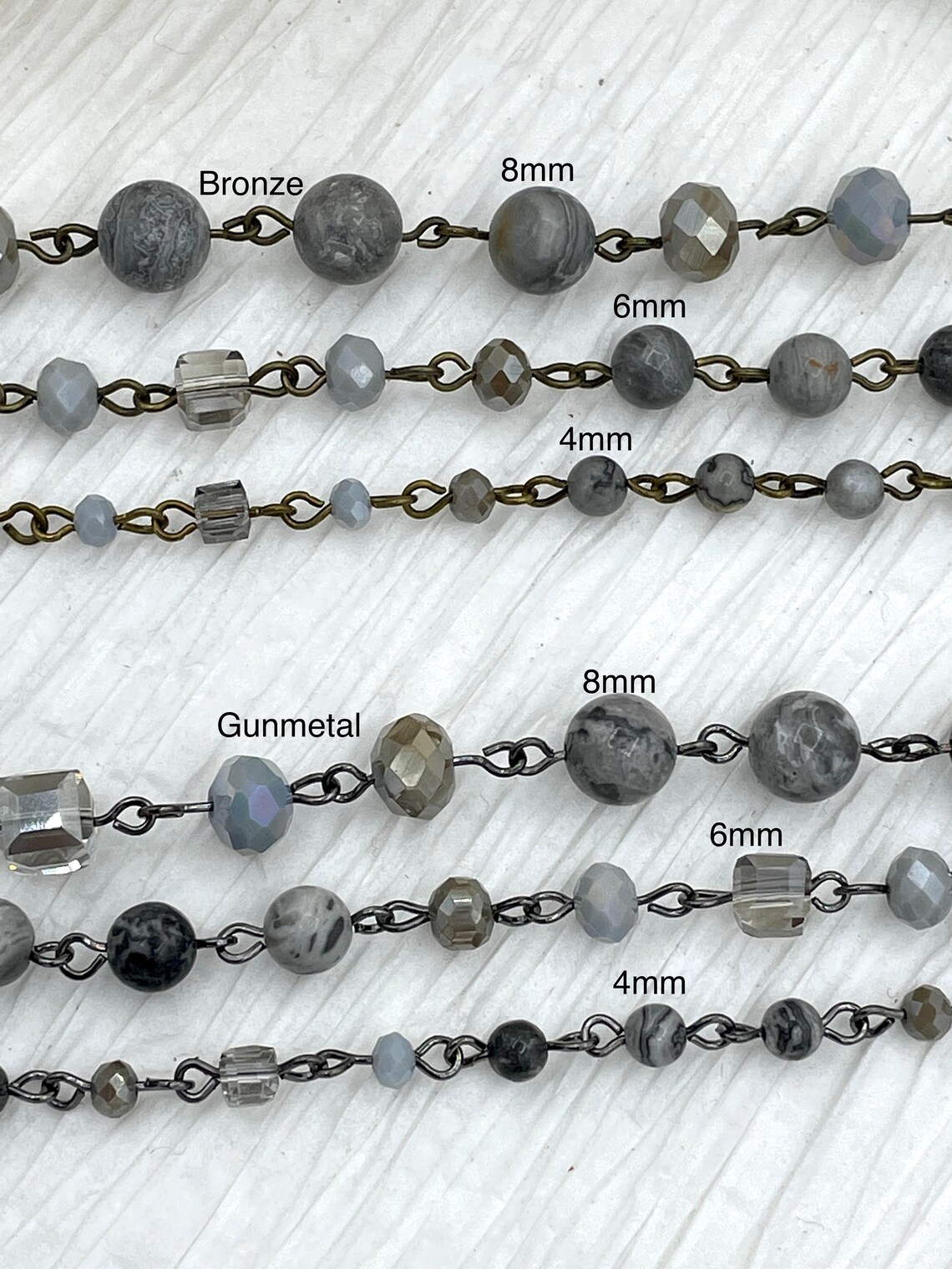 Gemstone Crystal Mix Rosary Picasso Jasper Square and Rondelle Crystal ...
