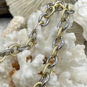 Mixed Link Mixed Metal Textured Cable Chain, Sold by the Foot. 13mm X ...