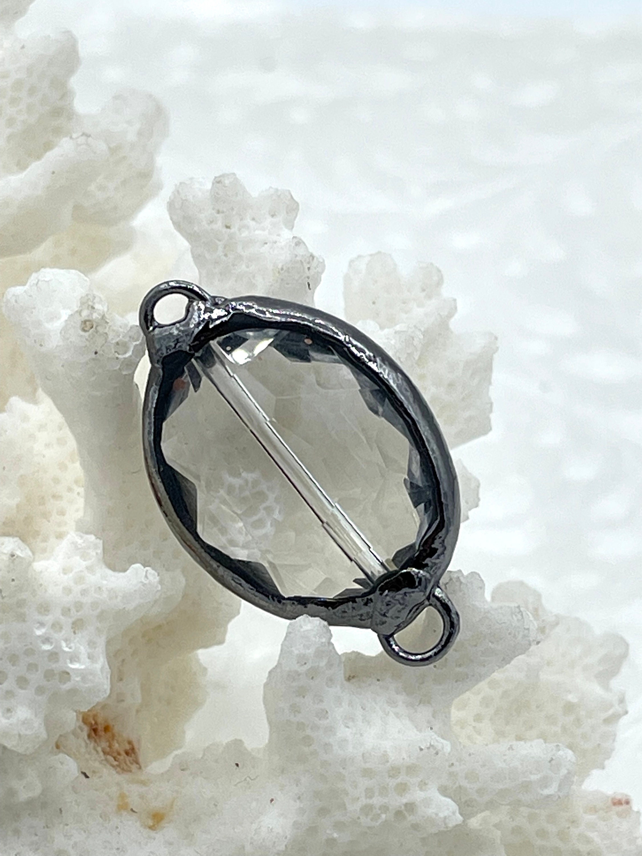 Crystal Gunmetal Soldered Pendants and Charms. Connector Soldered Charm ...