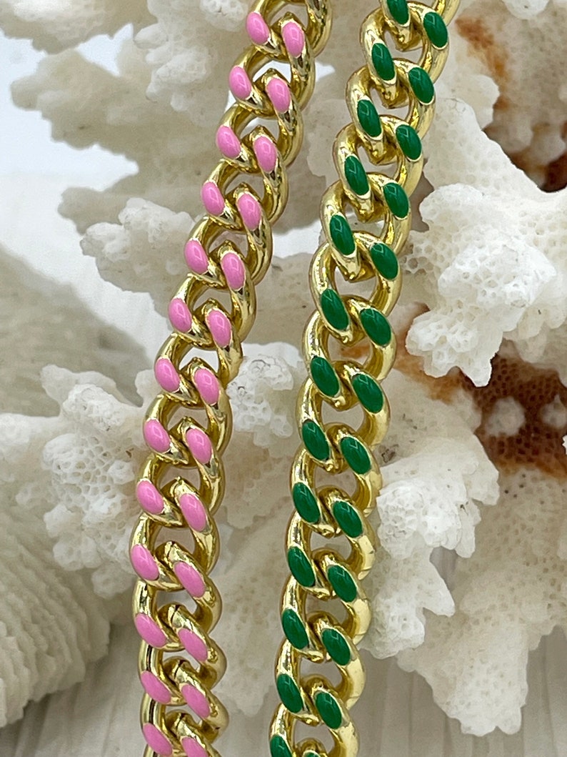 Enamel Plated Colored Curb Chain 8mm Colorful Chain Chunky - Etsy