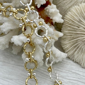 Mixed Link Mixed Metal Cable Chain, by the Foot. Lg Link 13mm Round Sm ...