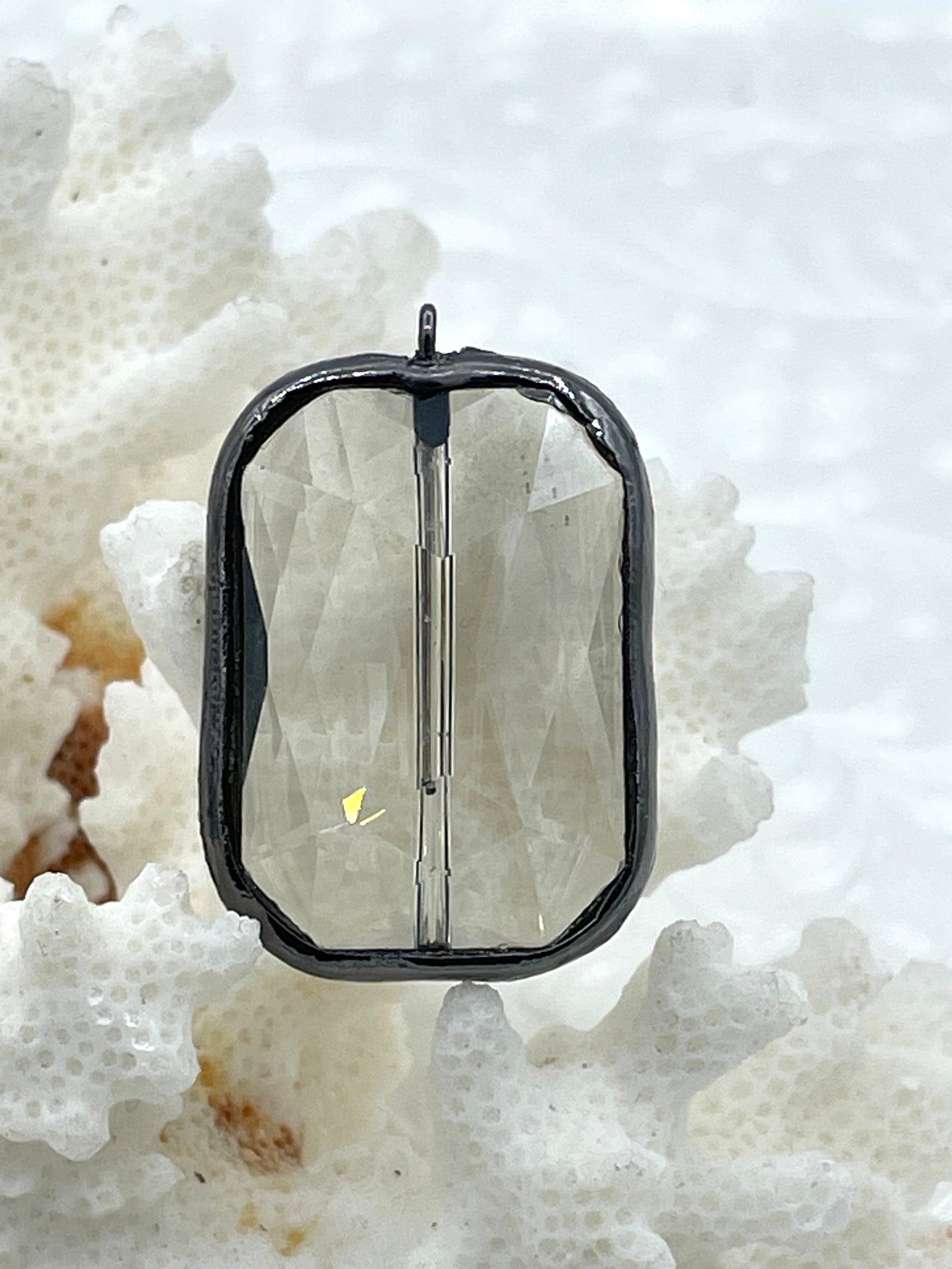 Crystal Gunmetal Soldered Pendants and Charms. Connector Soldered Charm ...