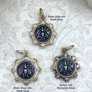 French Bee Replica Coin, Burnished Silver Bee Coin, Two Tone Bezel ...