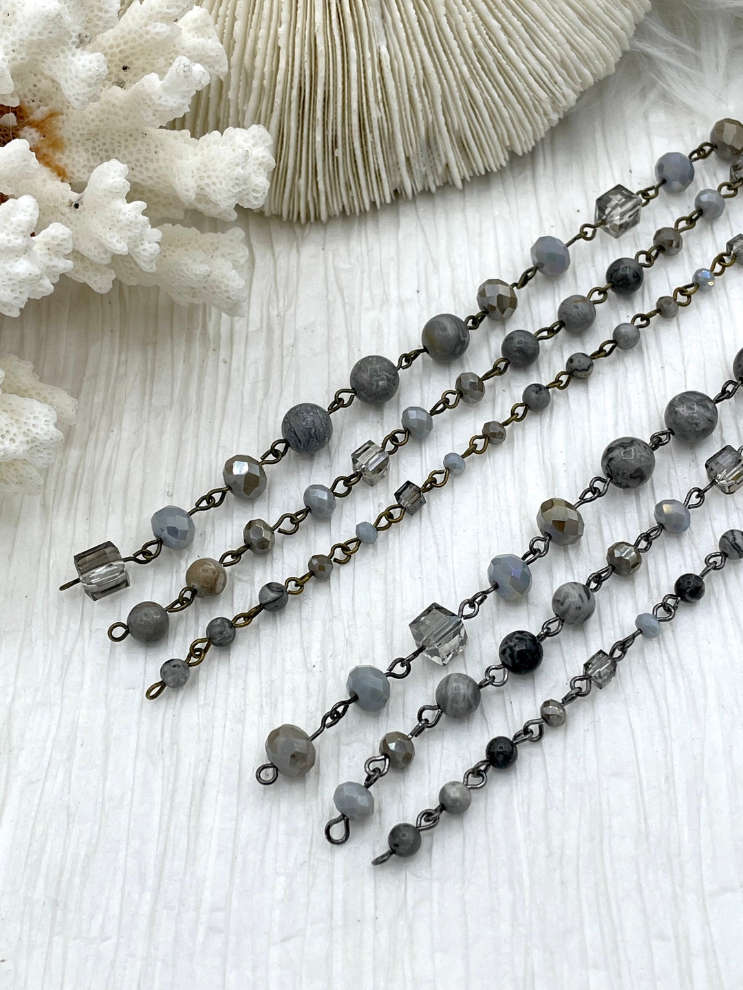 Gemstone Crystal Mix Rosary Picasso Jasper Square and Rondelle Crystal ...