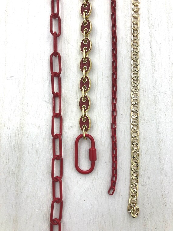 Enamel Plated Red Paper Clip Chain Enamel Box Chain Enamel | Etsy