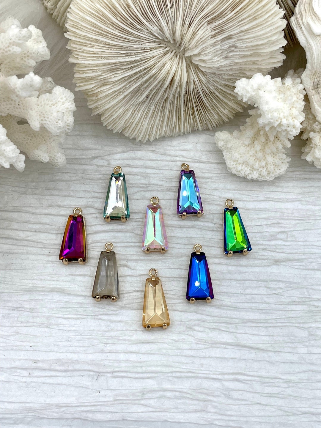 Trapezoid Solitaire CZ & Crystal Pendant Cubic Zirconia Pendant 18mm X ...