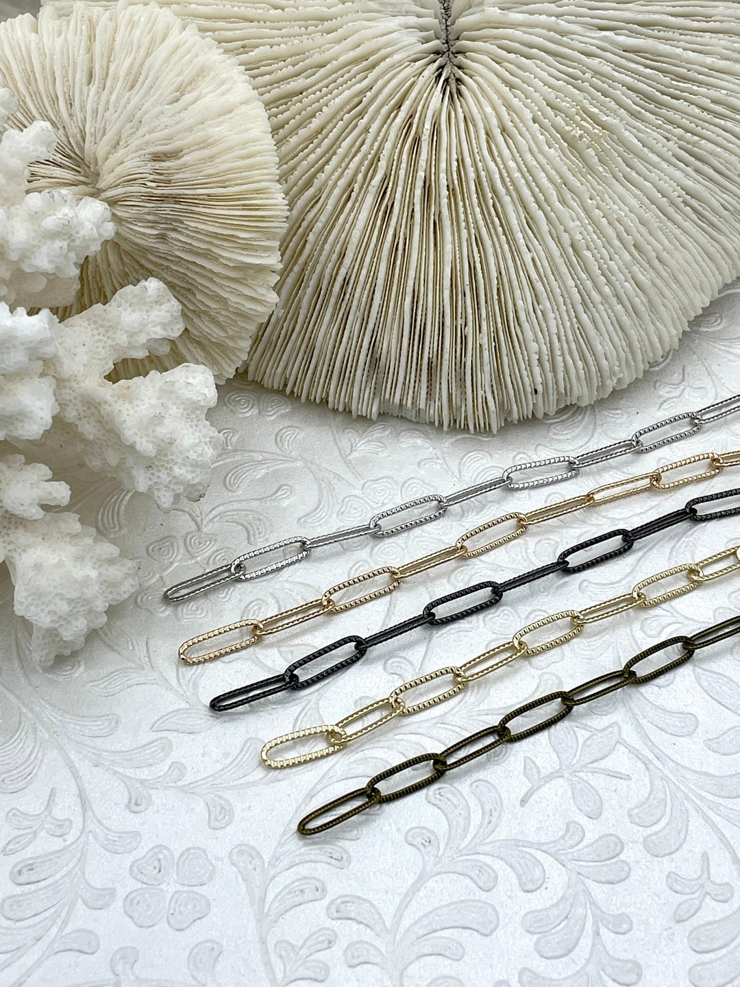 Paperclip Chain Brass Long Skinny Oval Rectangle Paperclip Textured ...