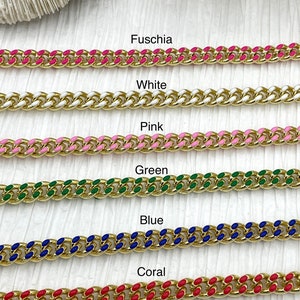 Enamel Plated Colored Curb Chain 8mm, Colorful Chain, Chunky Statement ...