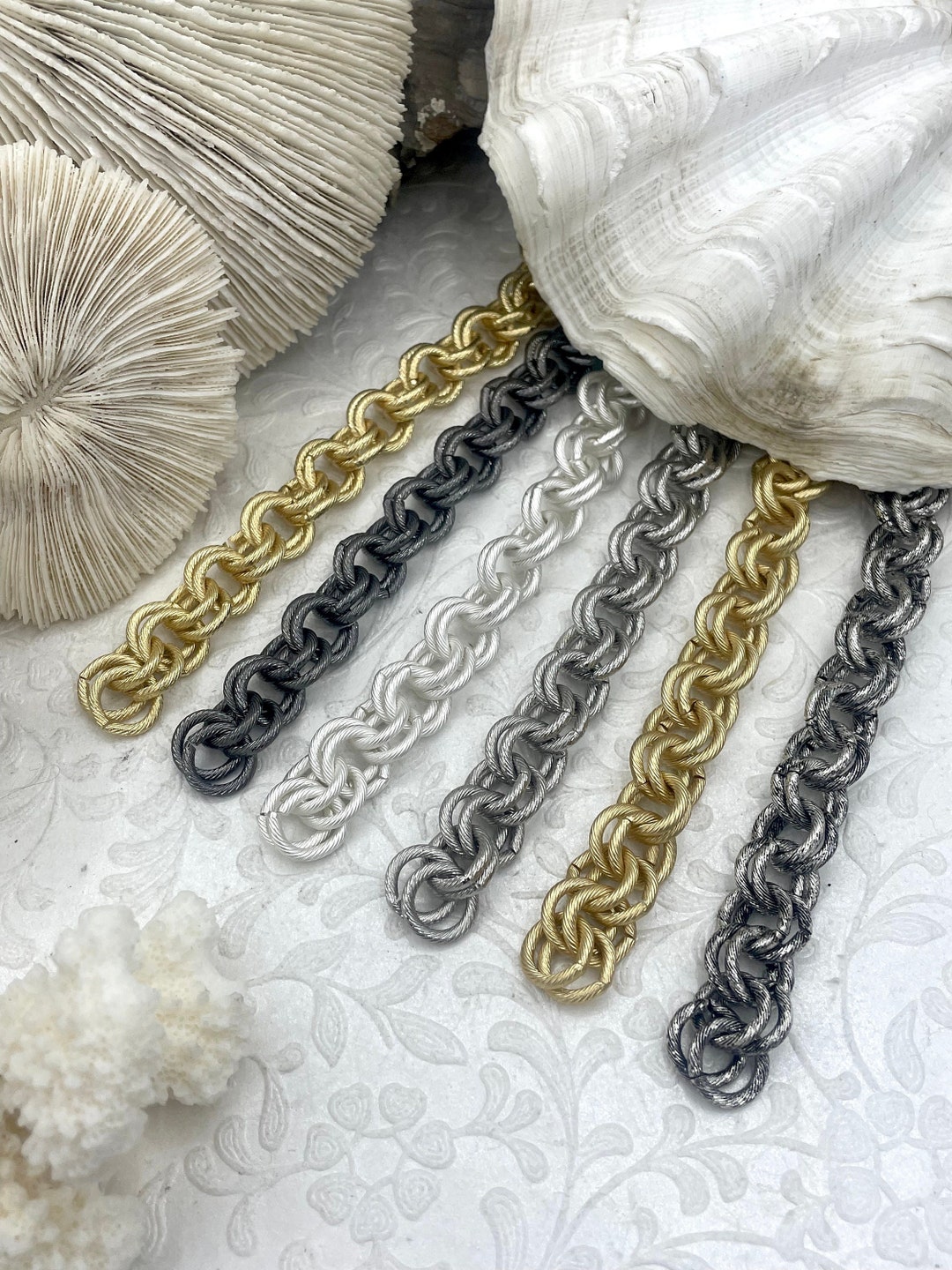 Chunky Double Loop Rolo Cable Chain Textured Sold by the Foot 12mm X ...