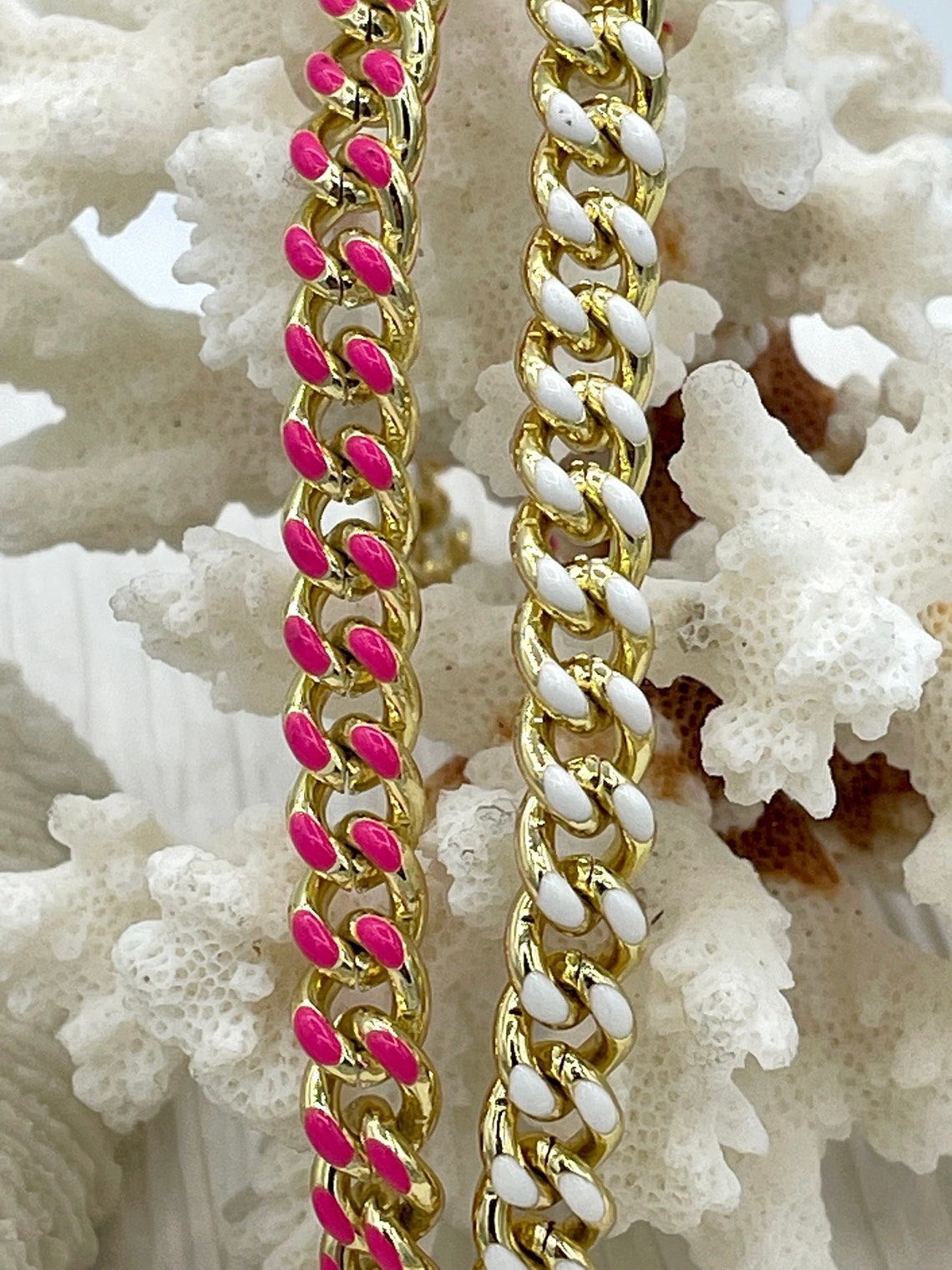 Enamel Plated Colored Curb Chain 8mm Colorful Chain Chunky - Etsy