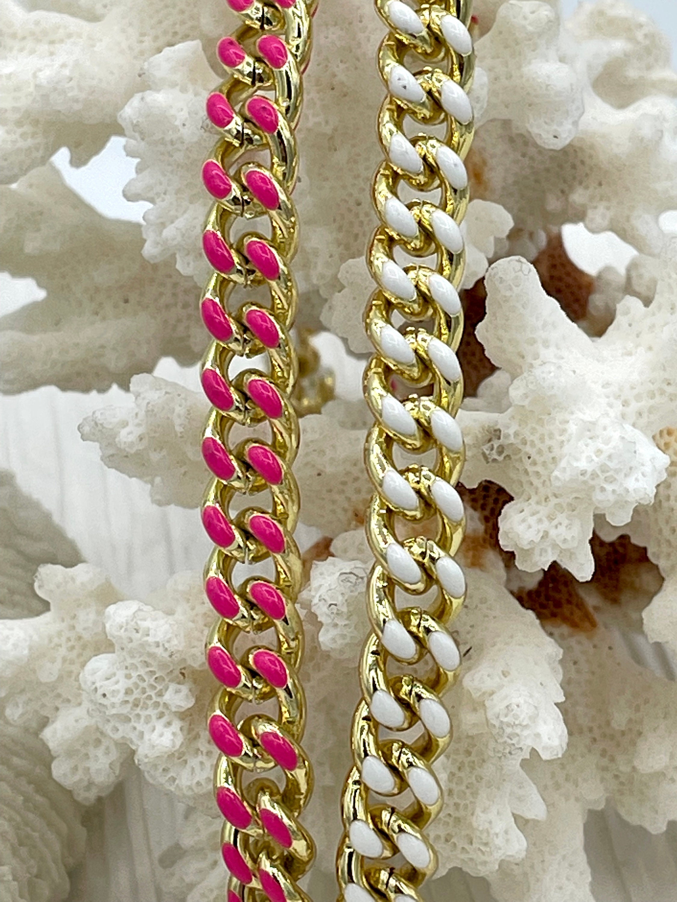 Enamel Plated Colored Curb Chain 8mm Colorful Chain Chunky - Etsy