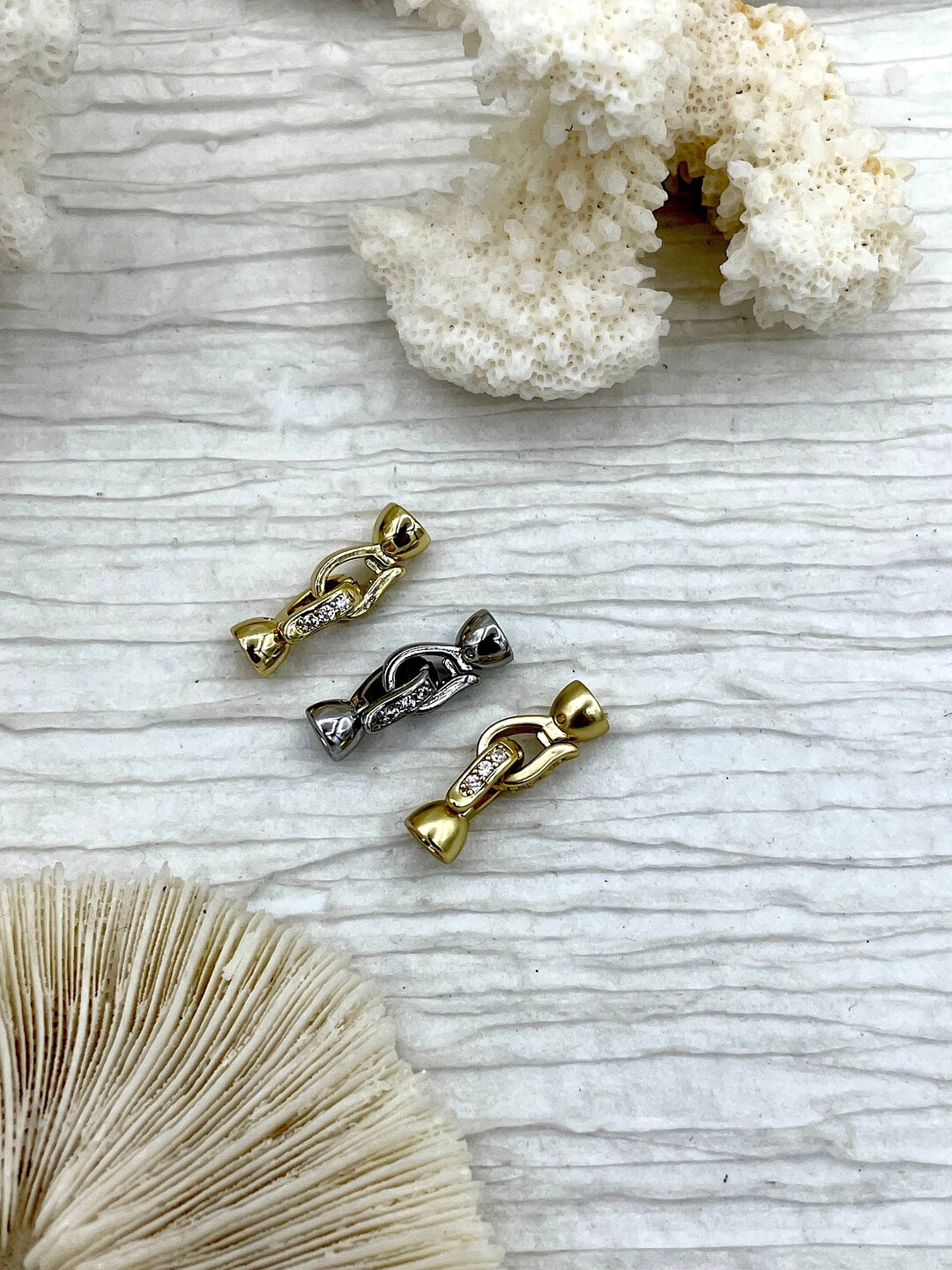 Fold Over Clasp With Tie Bar End Cap and CZ, Double Fold Over Clasp ...