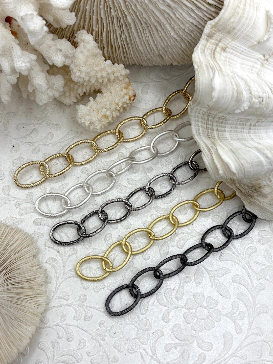 Cable Chain Textured Oval Sold by the Foot. 20mm X 13mm. Wire 2mm ...